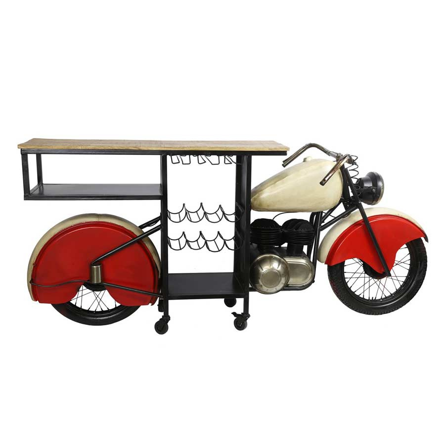 Motorrad Theke industrial Bar Anrichte Holz Metall @art-allee.de