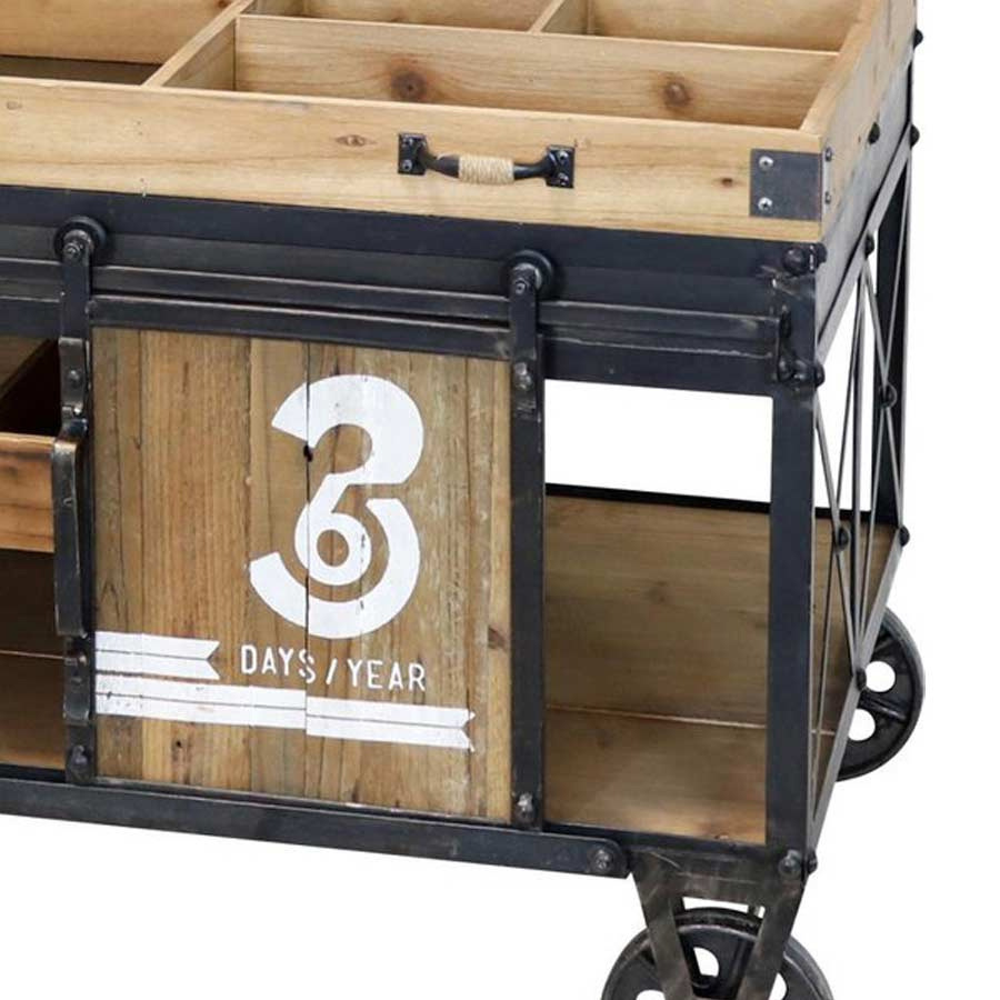Rollwagen Trolley industrial Multifunktion Holz Metall @art-allee.de