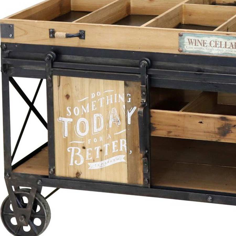 Rollwagen Trolley industrial Multifunktion Holz Metall @art-allee.de