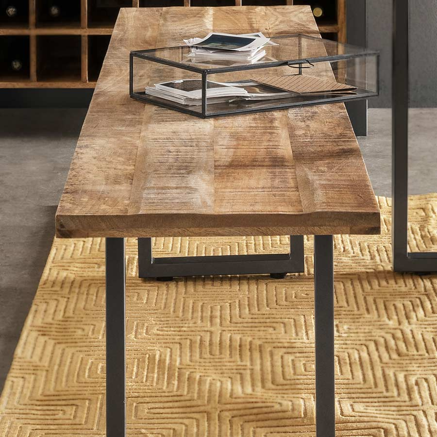 Industrial Sitzbank Liv Mango Holz U Metallgestell 180 cm @art-allee.d