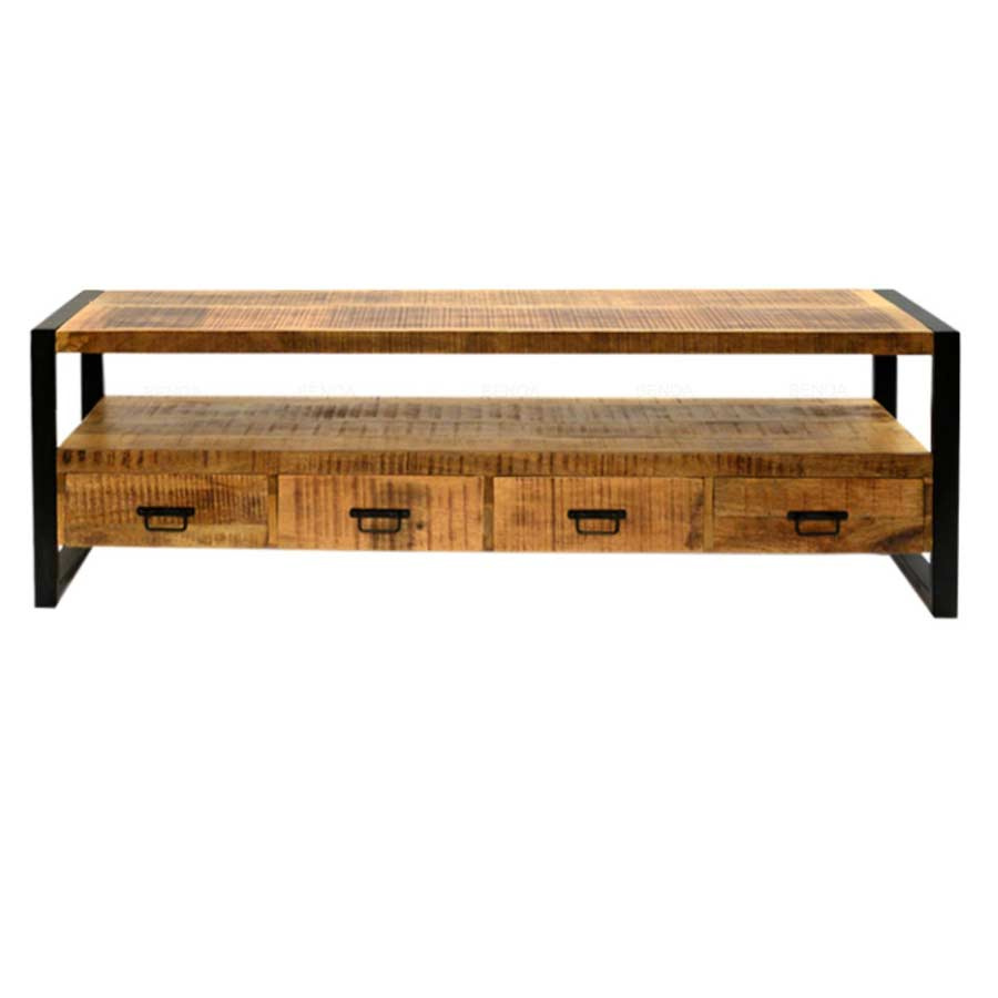 Holz TV Board Kyle naturbelassen Metall pulverbeschichtet 180 cm | Art