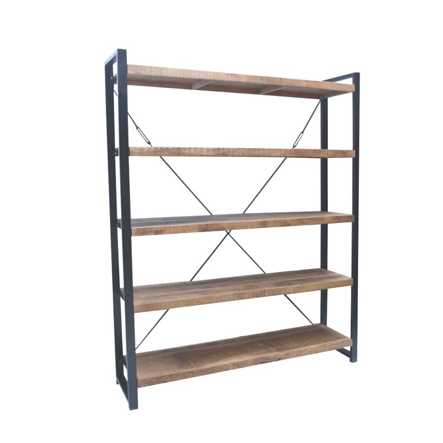 Regal Kyle industrial Metall schwarz Mango Holz natur 120 cm | ArtAlle