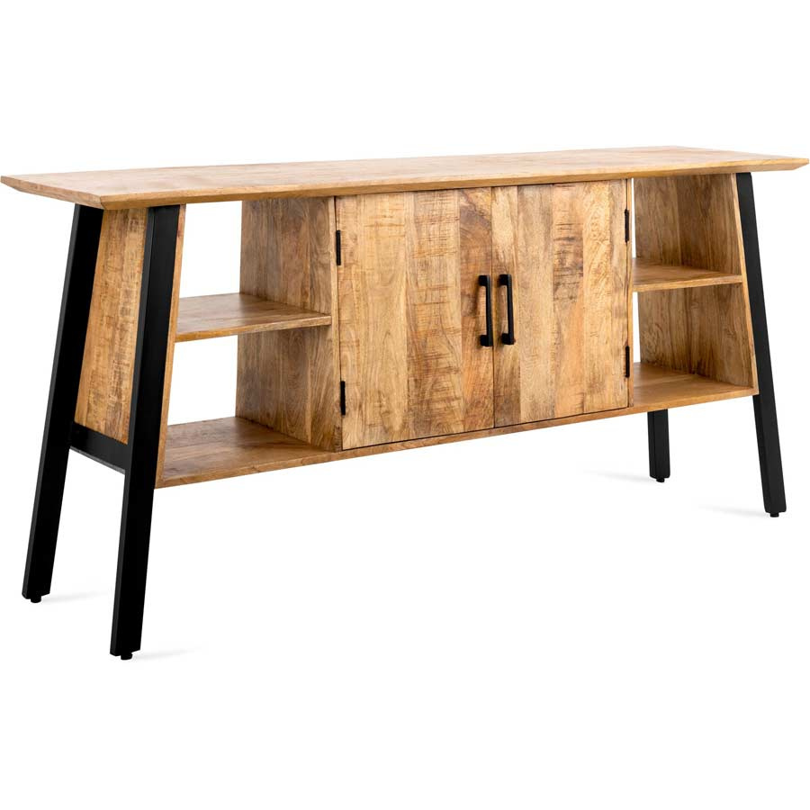 Holz Sideboard Anrichte naturell Klapptüren Metallgestell 175cm @art-a