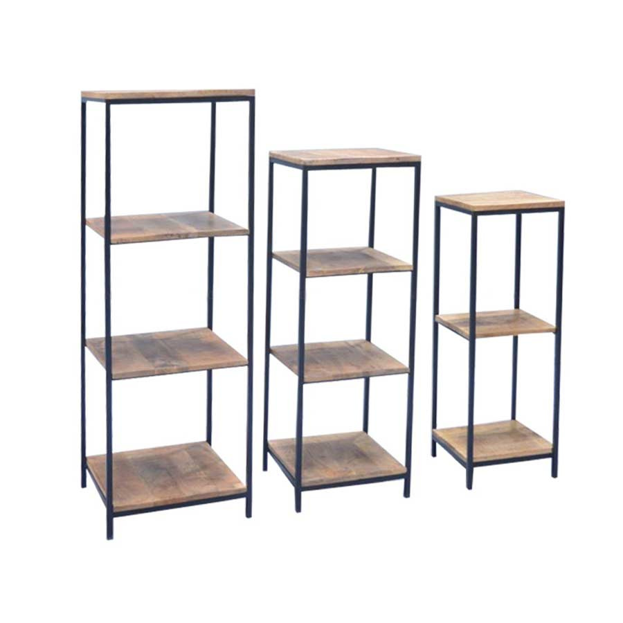 Metallrahmen Regal Ron Vintage Mango Holz 2 Schubladen 188 cm