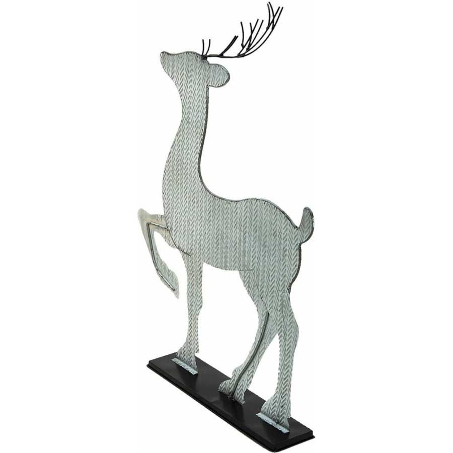 Metall Rentier Hirsch Skulptur grau weiss 80 cm @art-allee.de