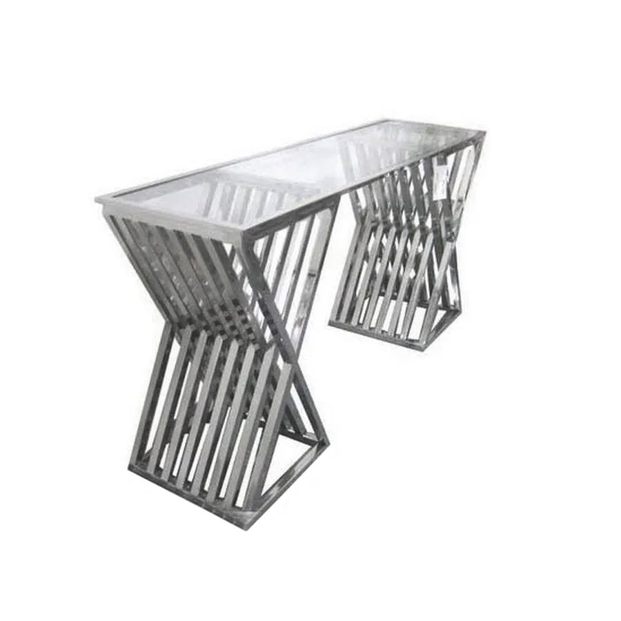 Design Edelstahl Konsole mit Klarglas Tischplatte 150 cm @art-allee.de