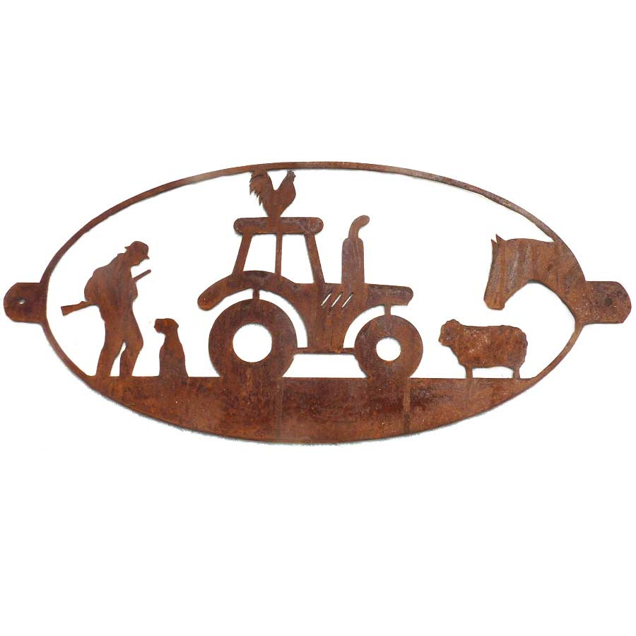 Metall Schild Bauernhof Traktor Tiere Jäger 65 cm | Art Allee