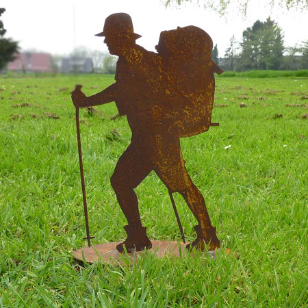 Edelrost Bergsteiger Metall Wanderer Deko Figur